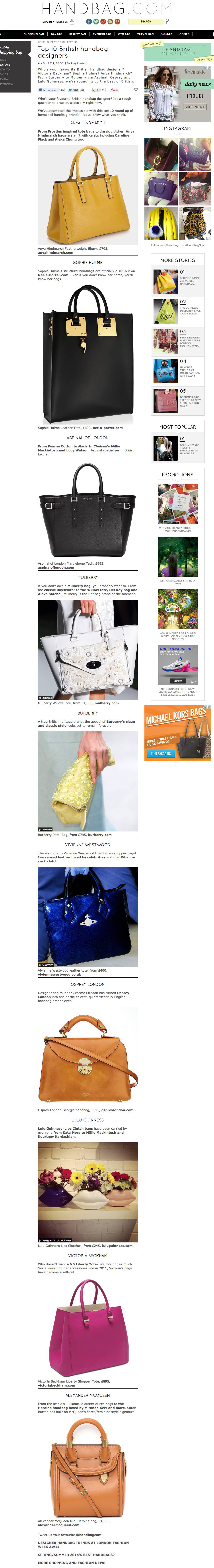 Top 10 British handbag designers – Amy Lewis